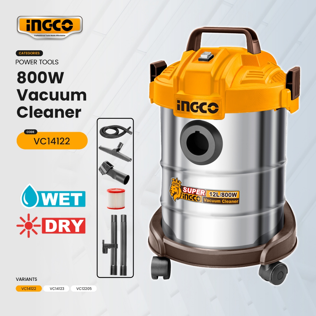 Ingco 800W Electric Vacuum Blower Cleaner 15L -12L For Wet and Dry ...