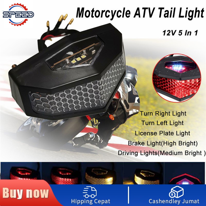 12V Universal Motorcycle LED Rear Fender Brake Stop Tail Light Motor ...