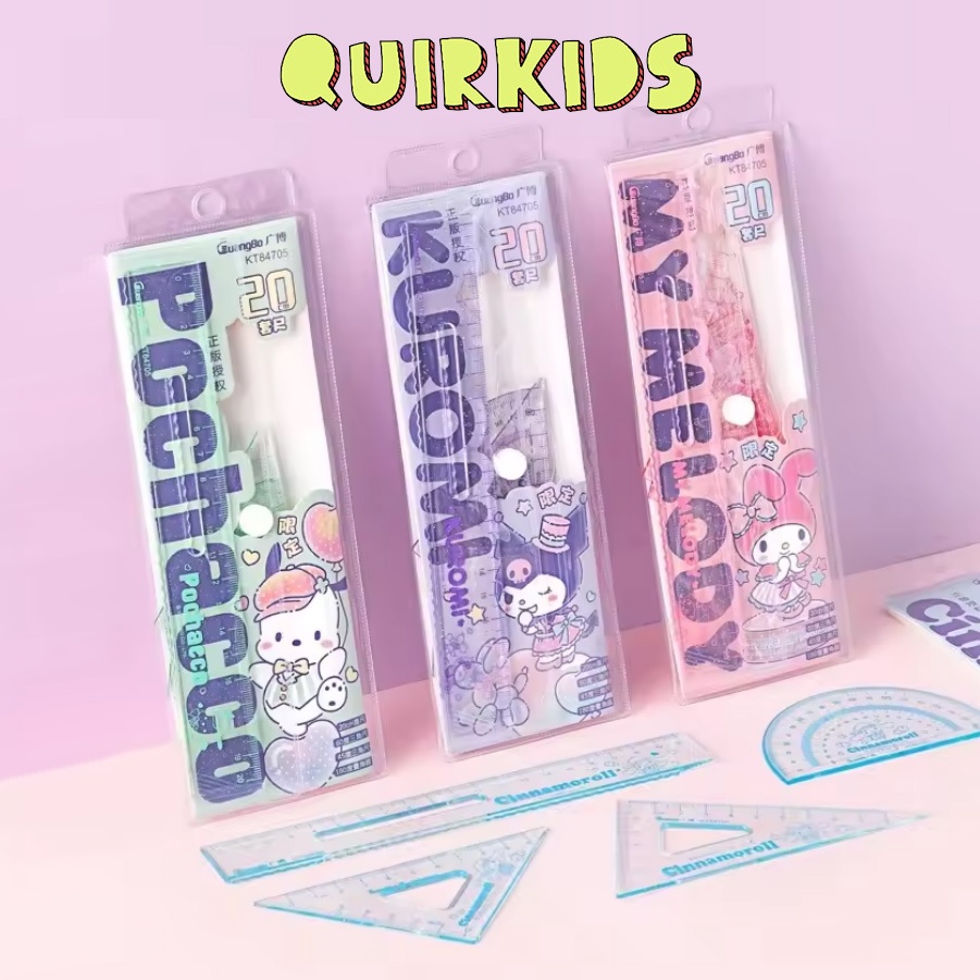 Sanrio Ruler Set 20cm 4 Piece Set My Melody Cinnamoroll Kuromi Pochacco ...