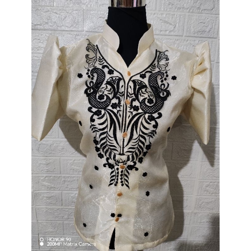 Barong ladies filipiniana blouse sleeve comfuterzid | Shopee Philippines