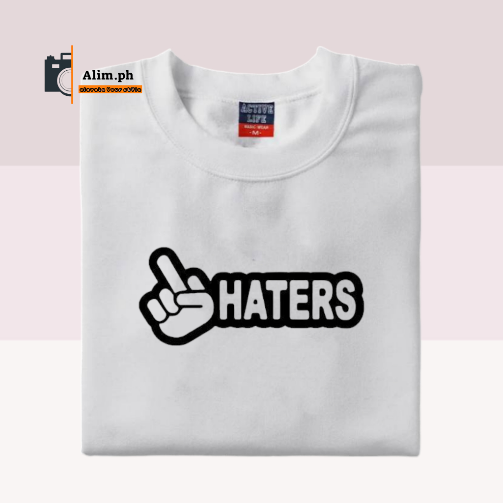 Haters Graphic T-shirt Tees Unisex Cotton Round Neck Short Sleeve Good ...