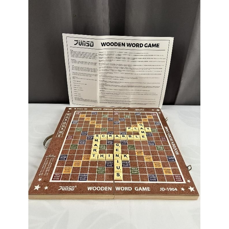 Wooden Scrabble Board Game, Word Game for Adults and Kids Ages 10 and ...