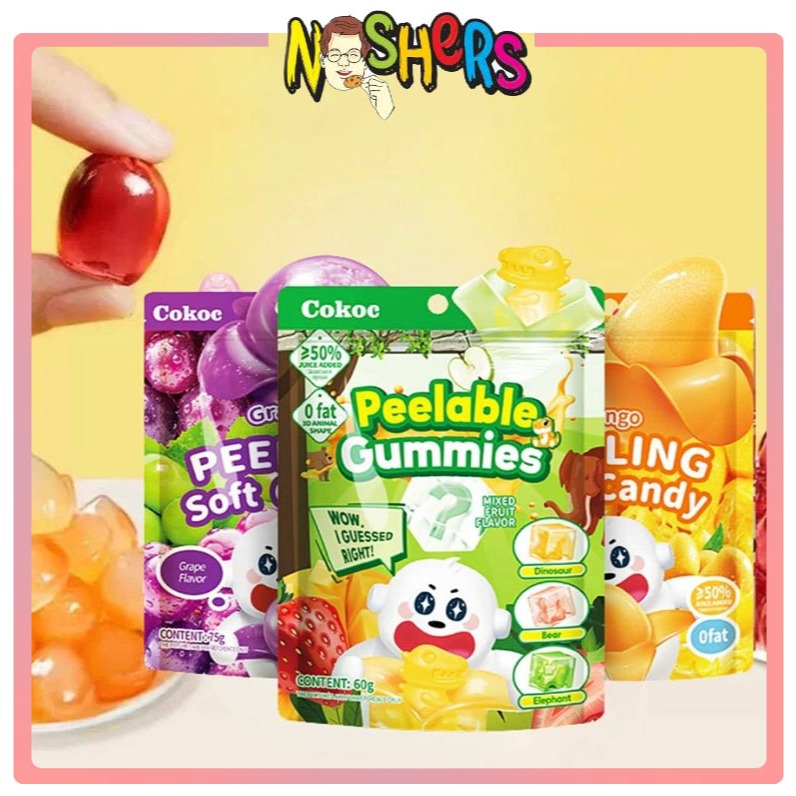 Noshers Cokoc Peelable Gummies Soft Candy Gummies Fun Peeling Fruit ...