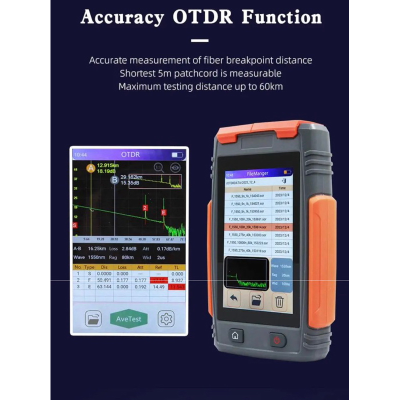 MINI OTDR 4 Inch Touch Screen OTDR Fiber Optic Test 1550nm support live ...