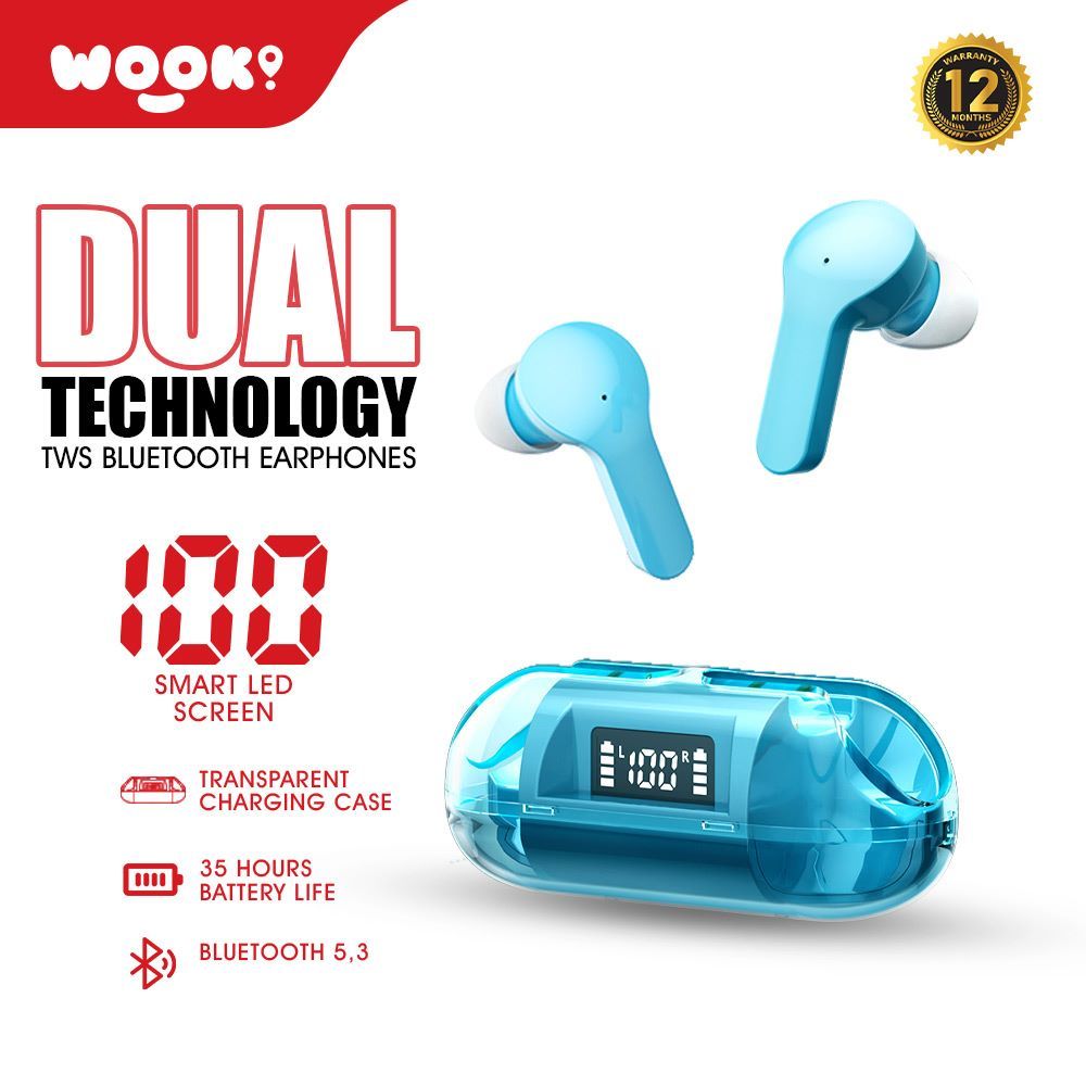 Acome AT02 Inpods Blue Transparent Bluetooth Earphones 5.3 Smart LED ...