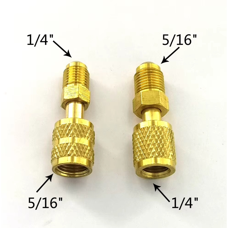 AC Refrigerant Adapter 1/4\" 5/16\" Brass For R410 R32 R22 For Valve ...