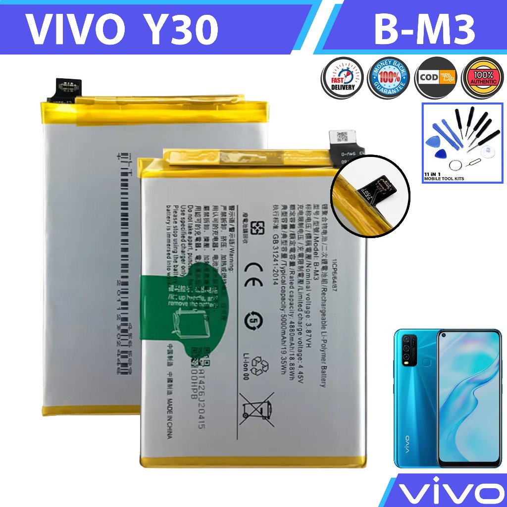 VIVO Y30 1938 Battery Model BM3 High Quality Lithium (100%Original 5000mAh) | Shopee Philippines