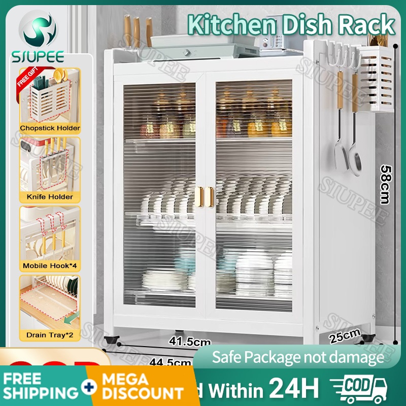 3/4-Tier Dish Rack Cabinet Organizer Dish Cabinet Countertop Storage ...