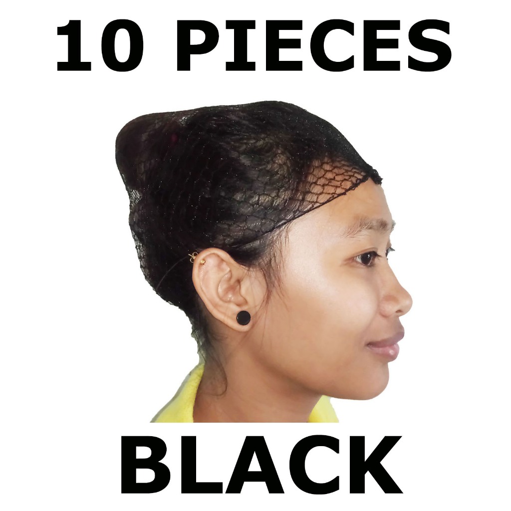 MEISONS HAIR NET BLACK WASHABLE, DOUBLE LINER, GOOD QUALITY ( 10 PCS