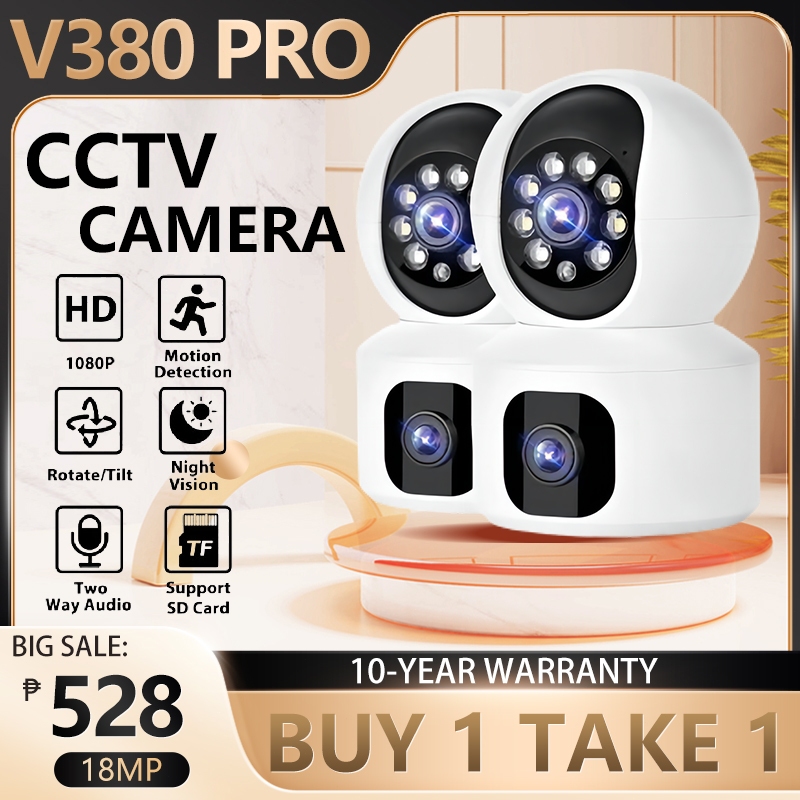 V380 Pro CCTV Camera Dual Lens 360°Auto Tracking No WIFI Needed Night ...