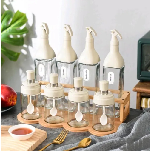 Minimalist Aesthetic Color with Wooden Rack Organizer Condiments ...