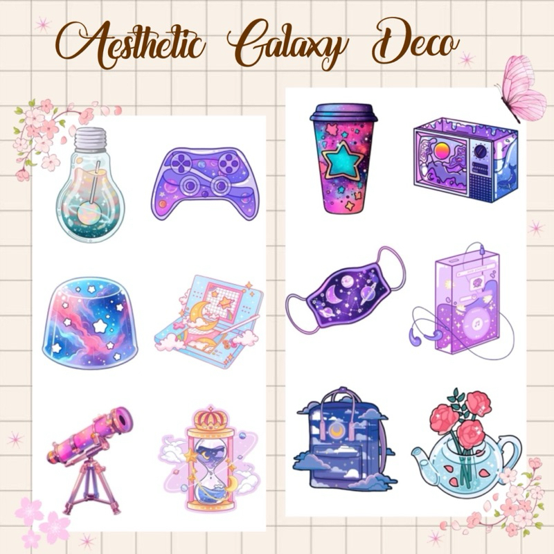 Aesthetic Galaxy Waterproof Laminated Vinyl Sticker Pack Die-cut ...