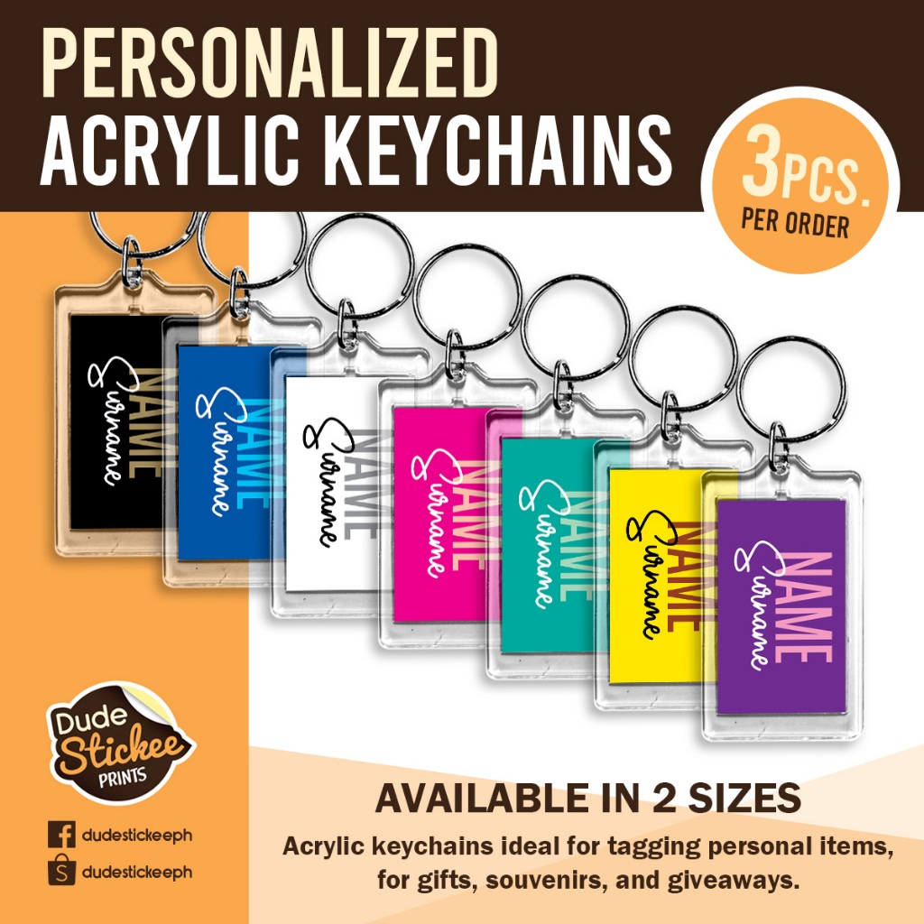 PERSONALIZED ACRYLIC KEYCHAINS (NAME+SURNAME) | Shopee Philippines