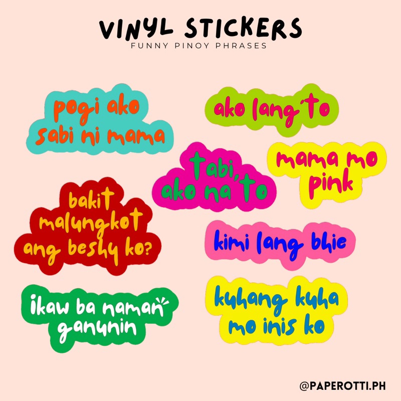 Funny Pinoy Phrases Waterproof Vinyl Stickers | Pinoy Humor | paperotti ...