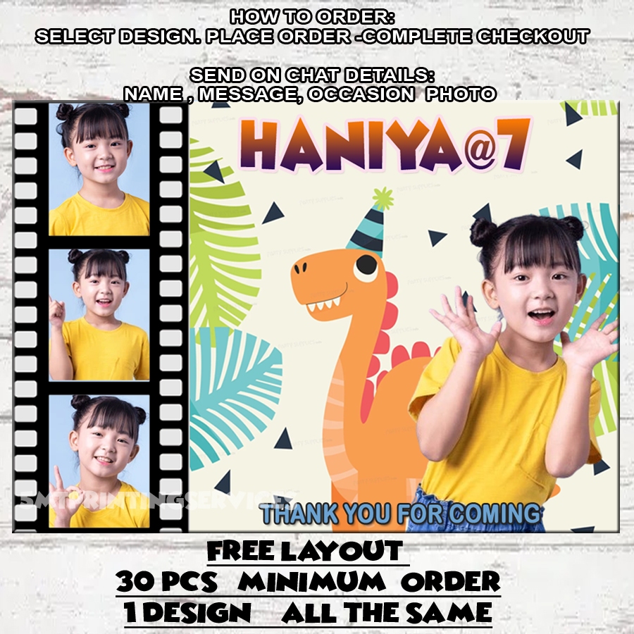 ATM Size Ref Magnet DINO Dinosaur theme Personalized Magnets Baptism ...