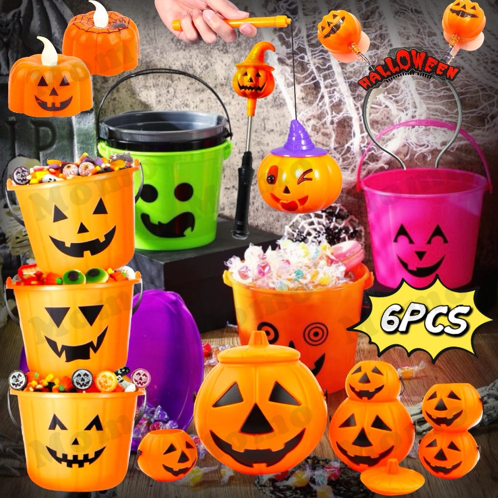 6PC Halloween decor halloween costume pumpkin bucket pumpkin basket ...