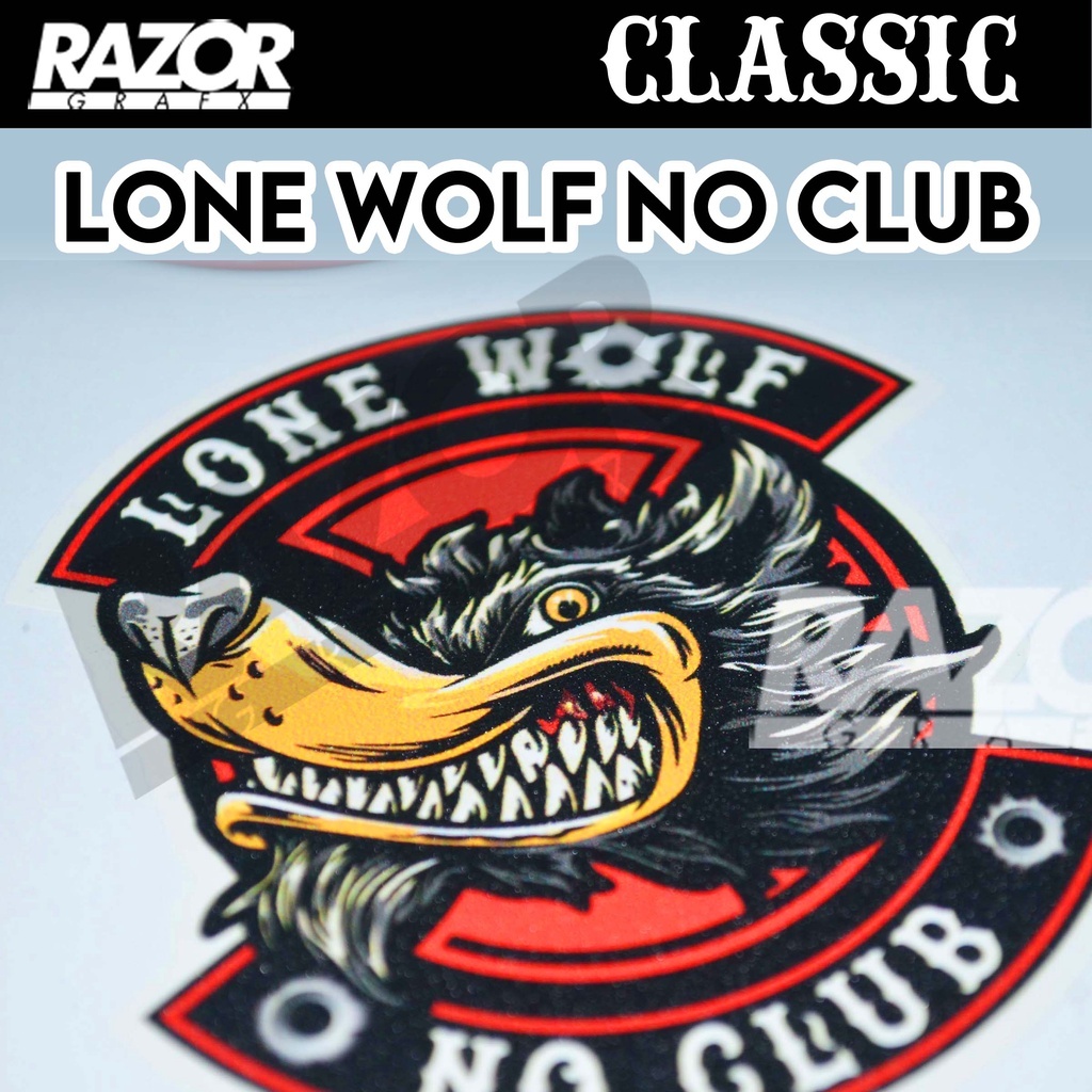 LONE WOLF NO CLUB Classic Sticker Motorcycle / Chopper / Bobber / Cafe ...