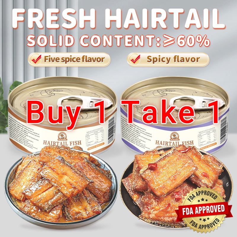 【BUY 1 TAKE 1】100g Ribbonfish Canned Goods Fried Dace Fish Sardines Can ...