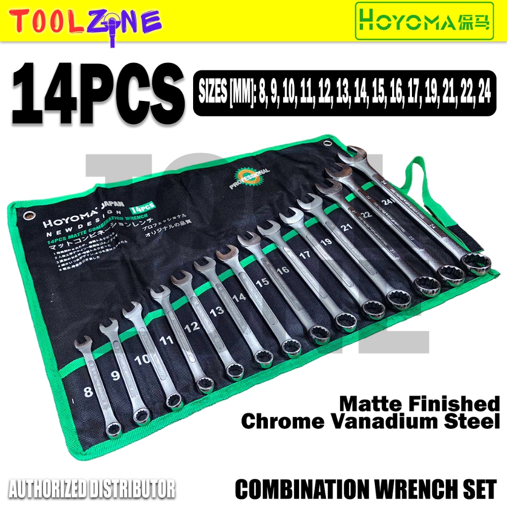 TOOLZONE ~ Hoyoma Japan 14pcs Combination Wrench Set Spanner Set 8-24mm | Shopee Philippines