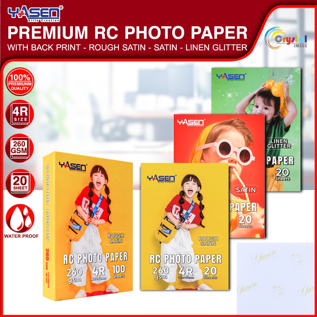 Yasen 4R Premium RC Photo Paper | (4 x 6) | Photo Size | 260gsm | with ...