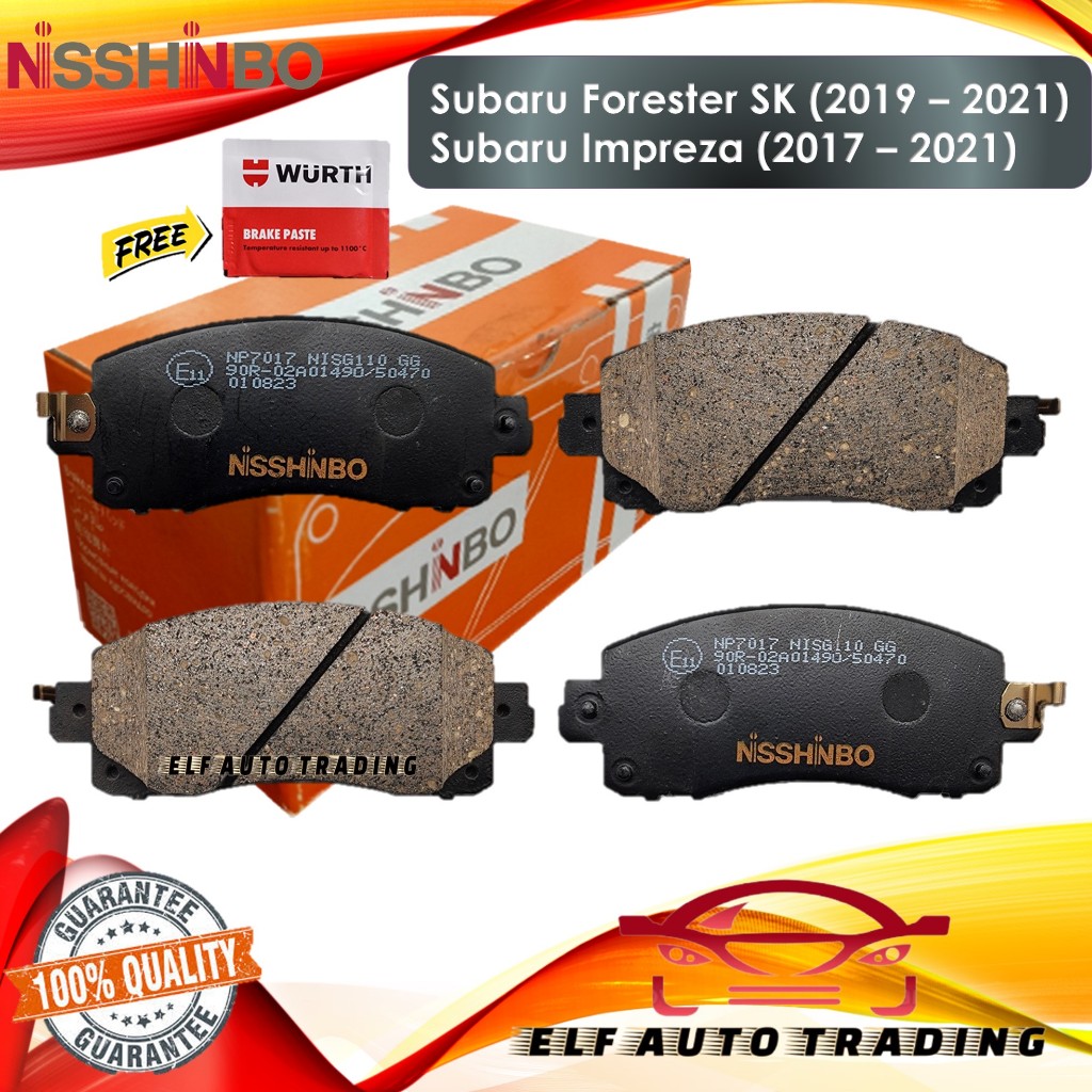 Genuine Nisshinbo Front Brake Pads for Subaru Impreza (2017-2021 ...