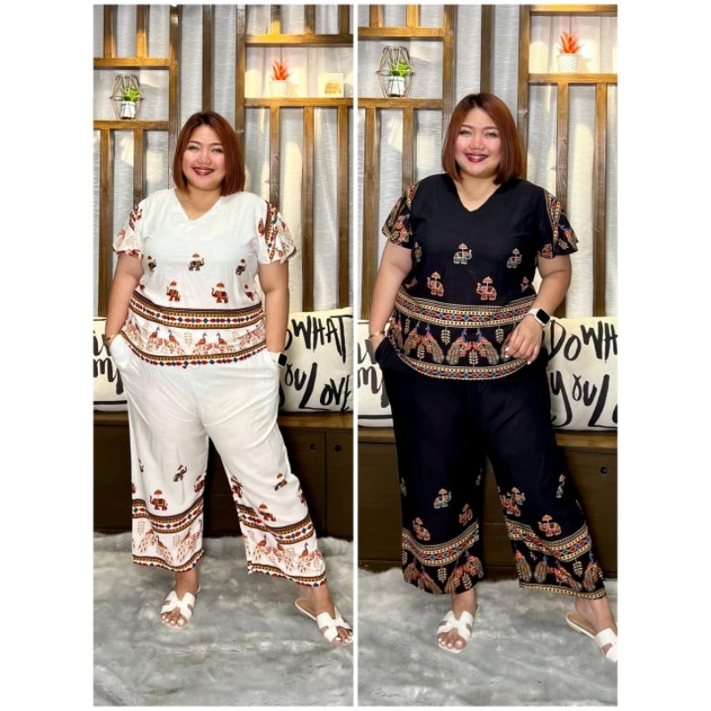 Plus Size Challis Square Pants Terno (XL to 3XL) | Shopee Philippines