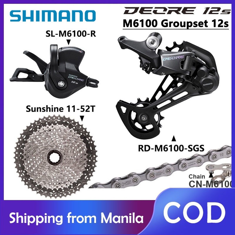 Shimano Deore M6100 1x12 Speed Groupset Shift Lever Chain Rear Derailleurs Clutch Sunshine ...
