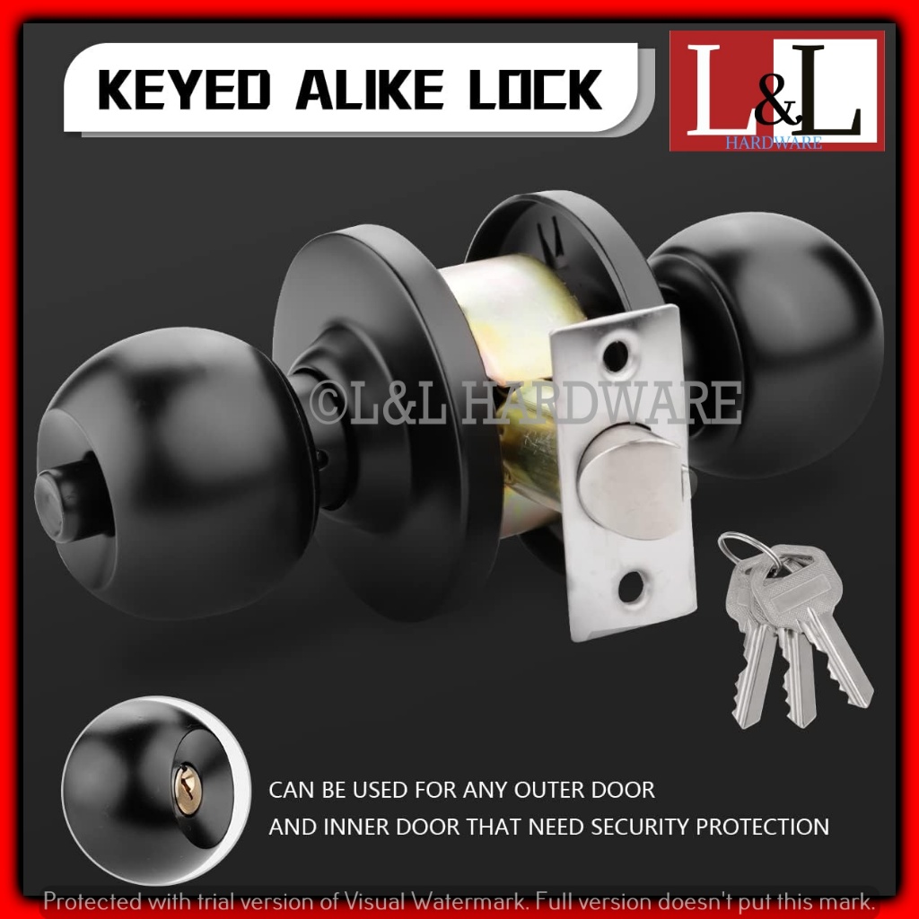 2112 1PCS Matte Black Keyed Entry Door Knob Entrance Lock with ...