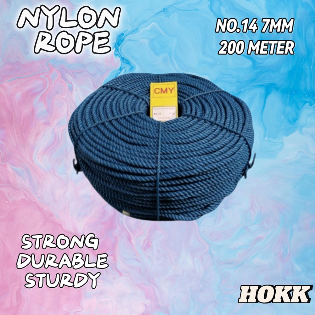 #14 7mm YELLOW/BLUE POLYETHYLENE ROPE (200 Meters)/NYLON ROPE/LUBID ...