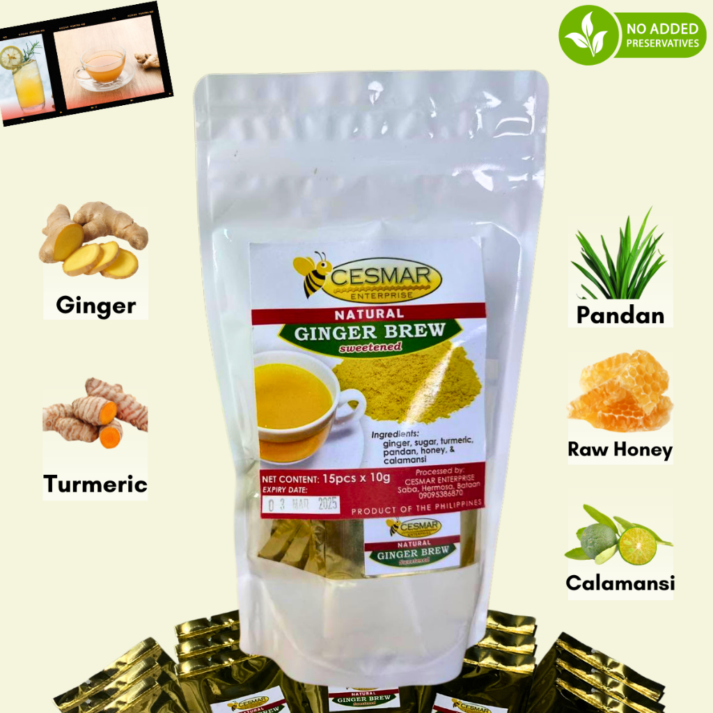 CESMAR Powdered Ginger Brew with Turmeric & Honey | Sweetened | 15 ...