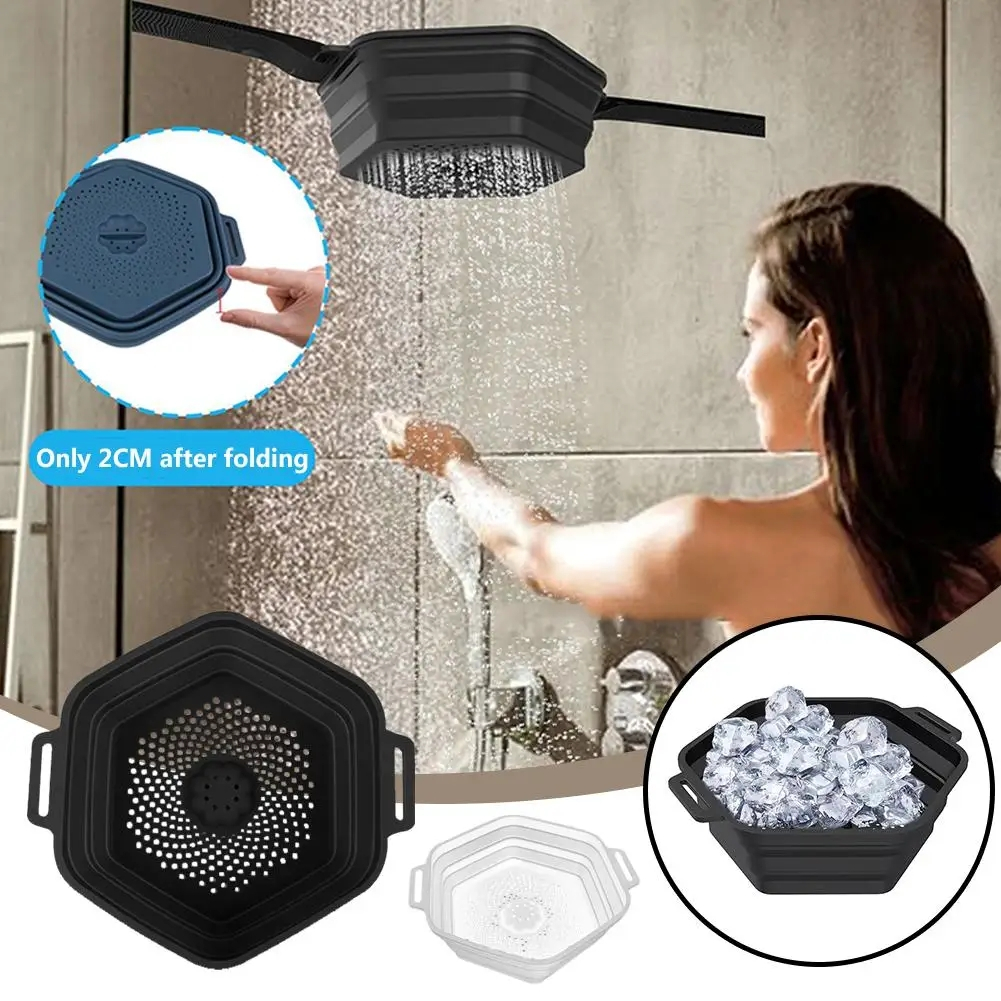 Summer Ice Bath Tub Silicone Foldable Rapid Cooling Under-Showerhead ...