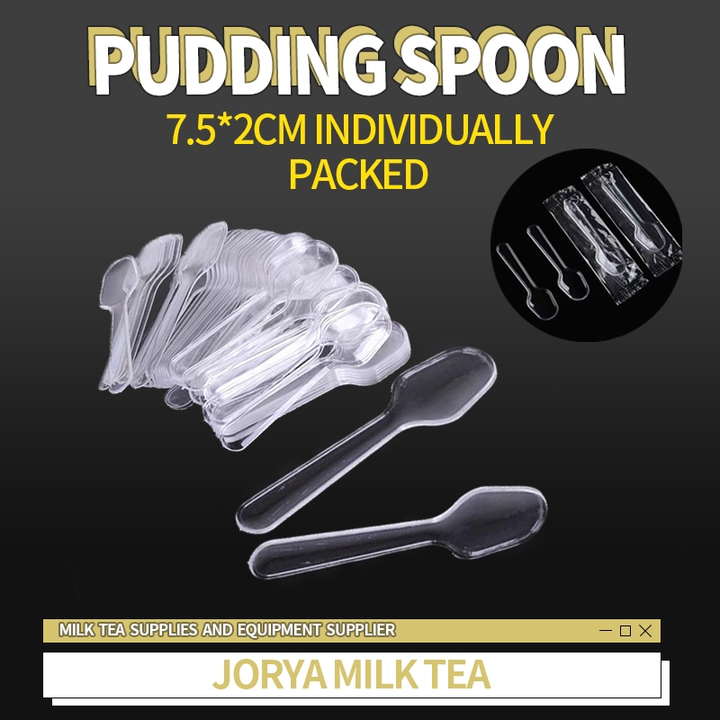 100pcs Disposable Plastic Sundae Spoon Pudding Spoon Individually ...
