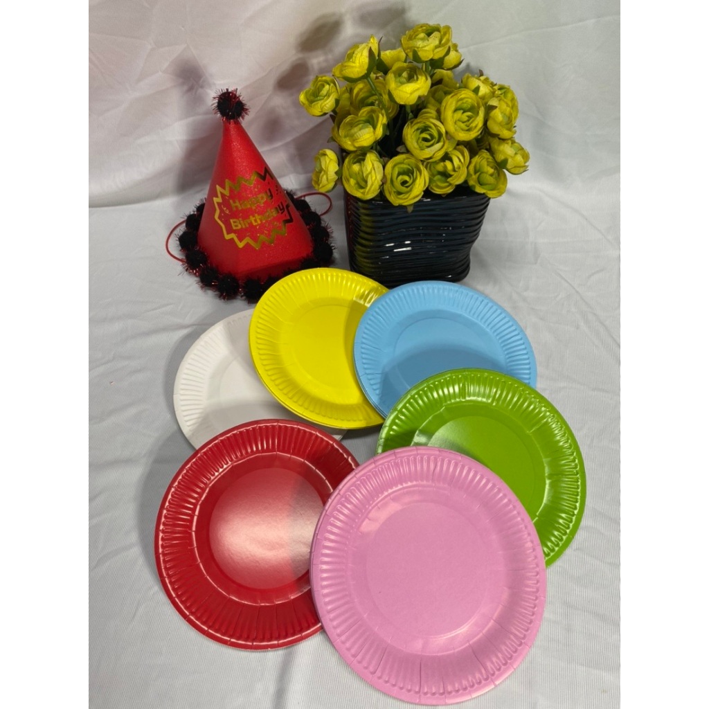 10 pcs 7 inch Colorful Disposable Cake Paper Plate, Birthday Party ...