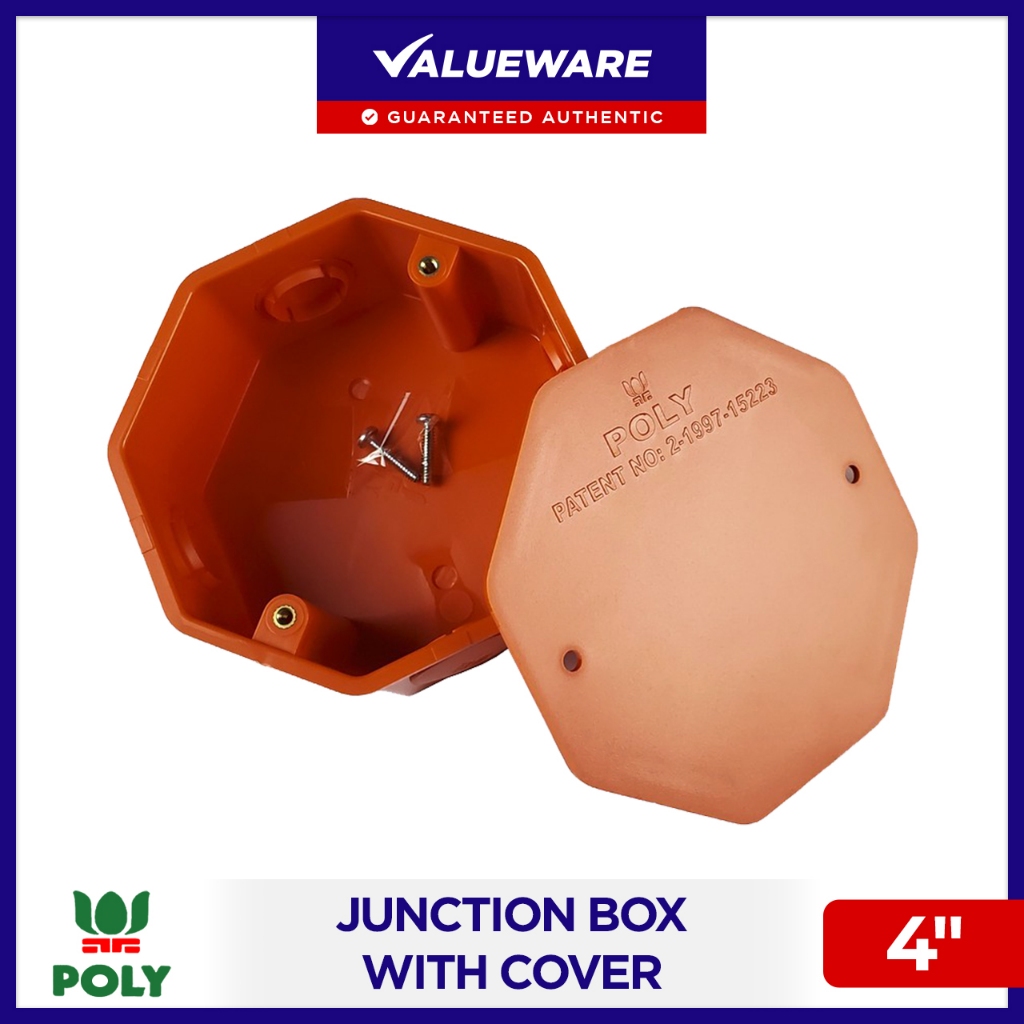 POLY Junction Box with Cover 4" x 4" Original Heavy Duty PVC Electrical ...