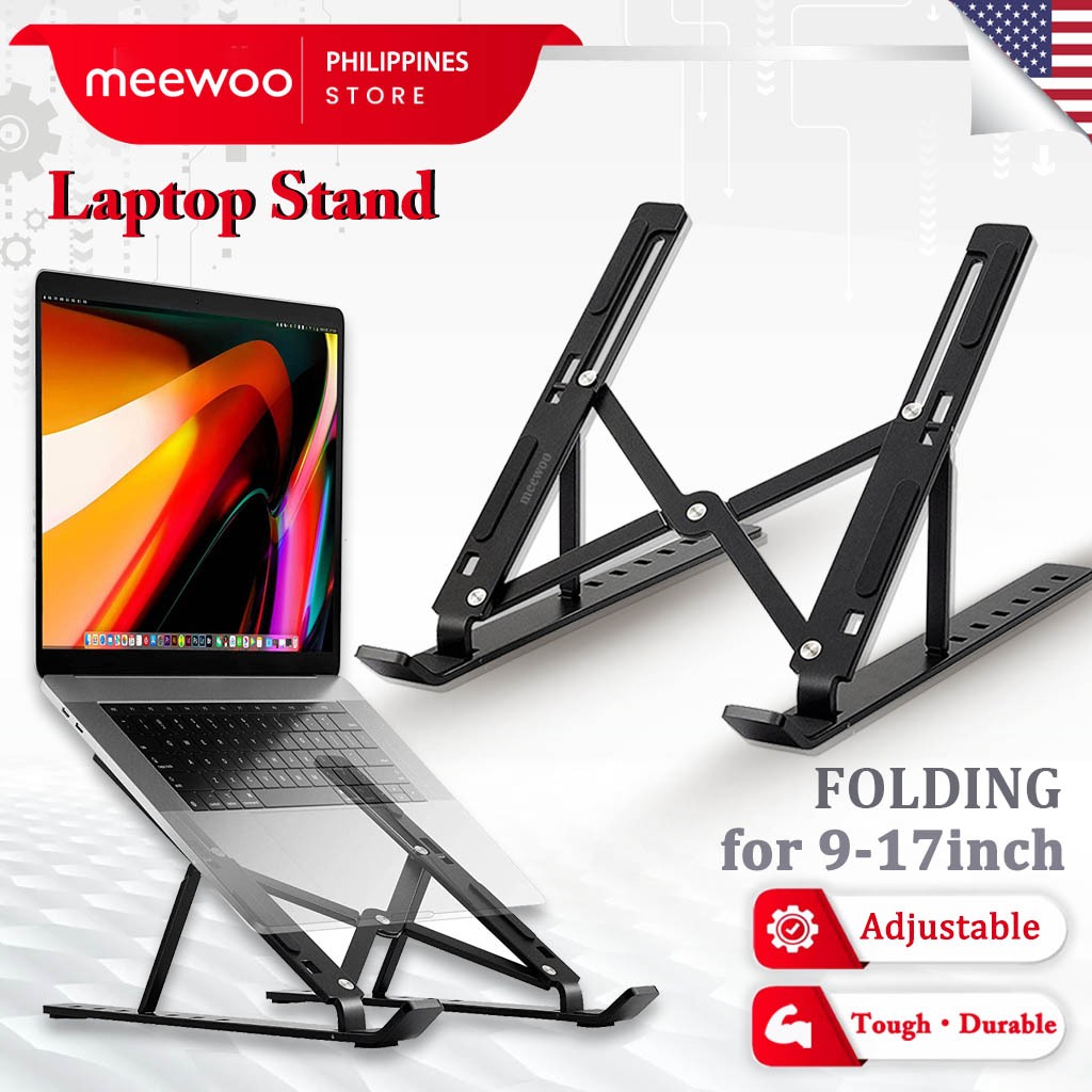 Meewoo Aluminum Laptop Stand Portable 6 Heights Adjustable Ventilated ...