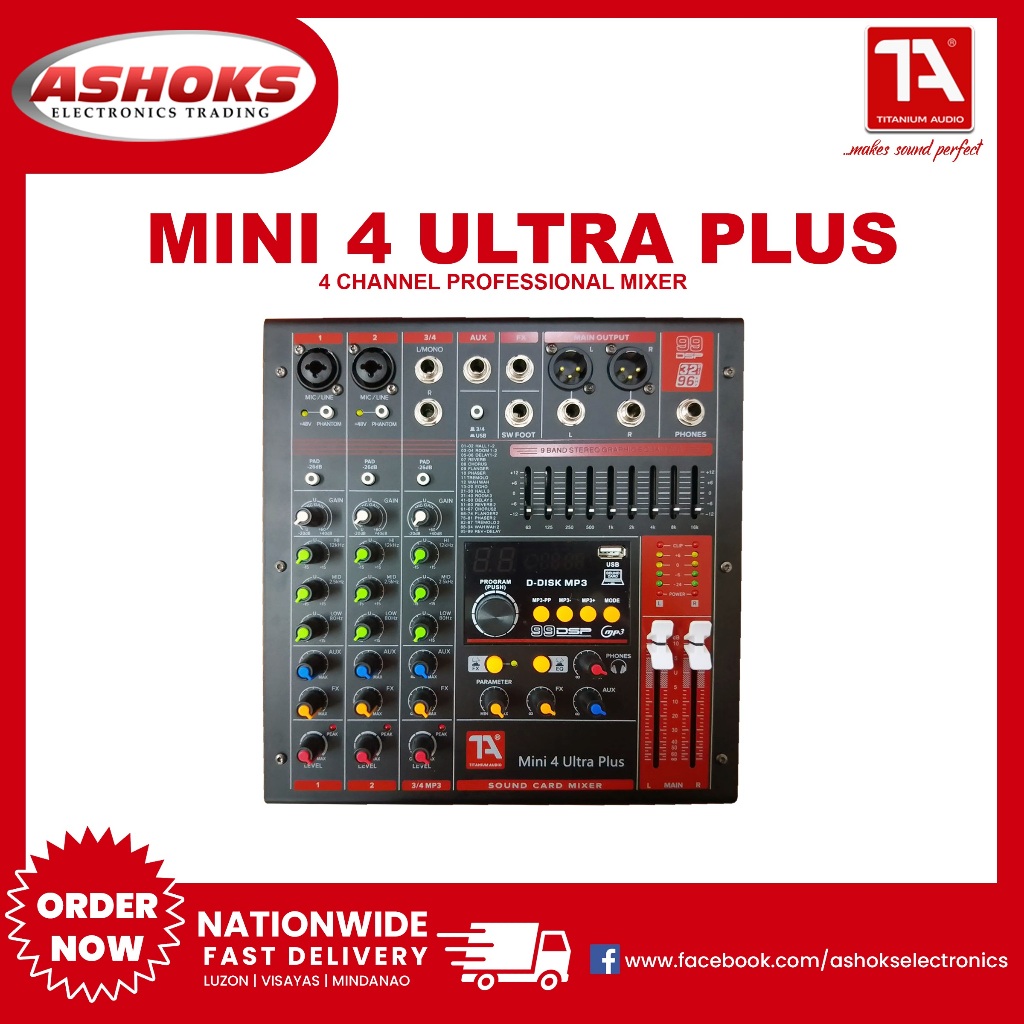 Titanium Audio Mini 4 Ultra Plus/4 Channel Mixing Console/99 DSP ...