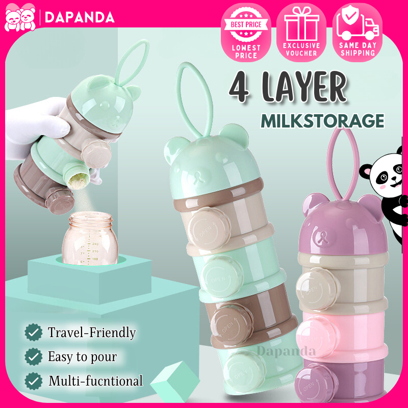 DAPANDA 4 Layers Baby Milk Storage Powder Container Feeding Case Box Milk Case Portable Non ...