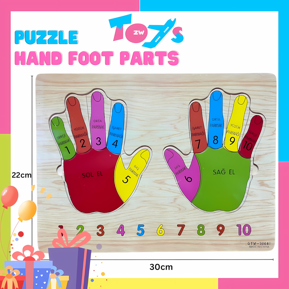 Gift Wooden Puzzle Spanish Hand Foot Parts Wood Toy Educational Toys ...