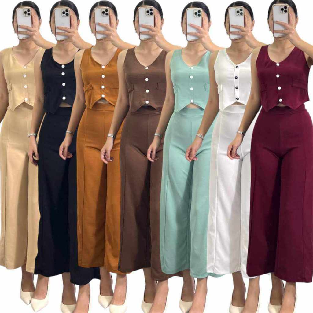 NEZI Chaleco Style Coords Top + Squarepants Terno | Shopee Philippines