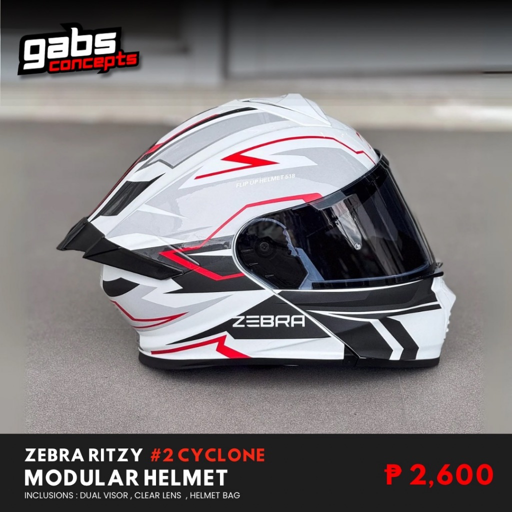ZEBRA A113 RITZY - CYCLONE MODULAR HELMET | Shopee Philippines