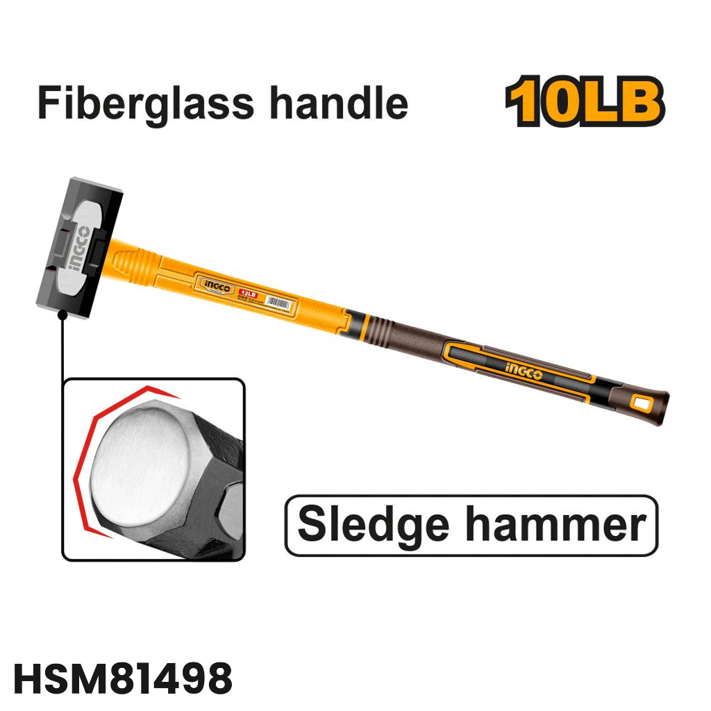 Ingco Sledge Hammer 10lbs / 12lbs High Impact Sledgehammer Demolition ...