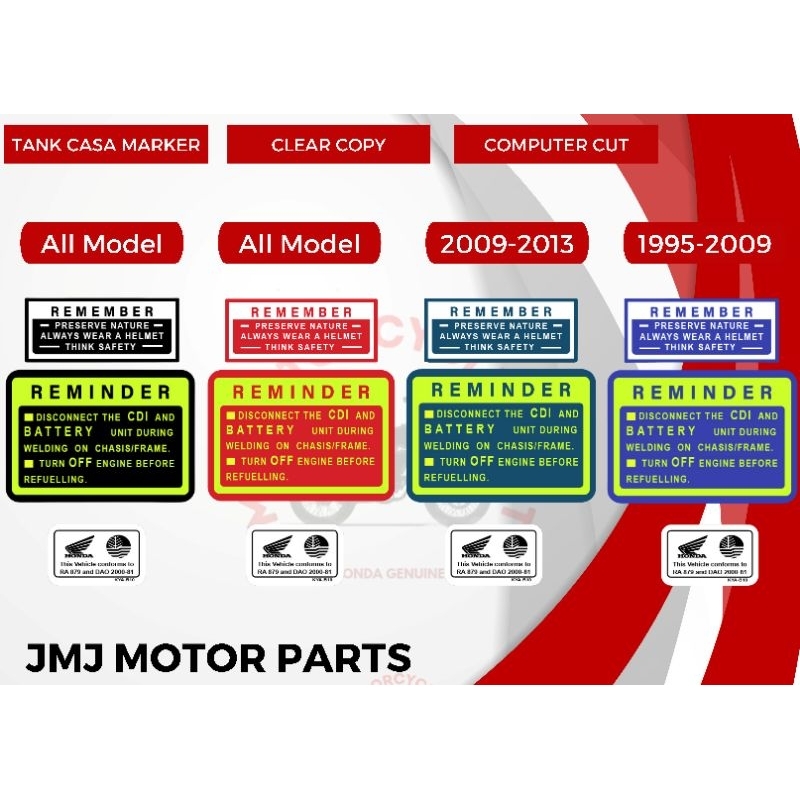 Tmx 155 Tank Casa Marker Remember/Reminder/Honda White 3pcs | Shopee ...