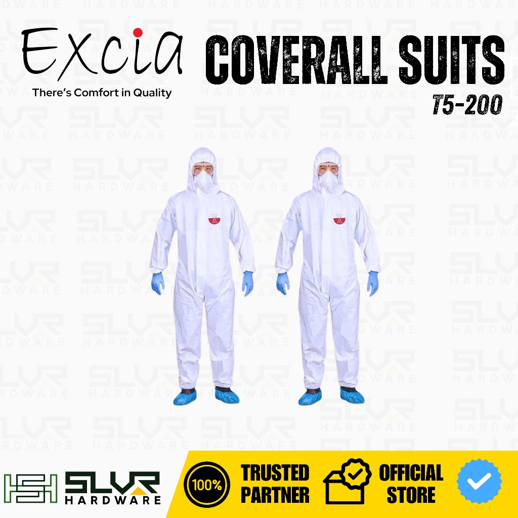 EXCIA T5-200 Coverall All Disposable Lab Gown Suits Chemical and Virus ...