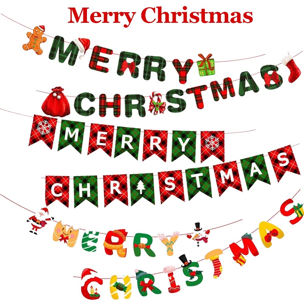 Merry Christmas Party Hanging Banner Party Decoration Garlands Eve ...