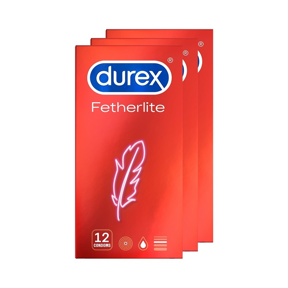 Durex Fetherlite Thinner Lubricated Condoms 12s (Set of 3 - 36 Condoms ...