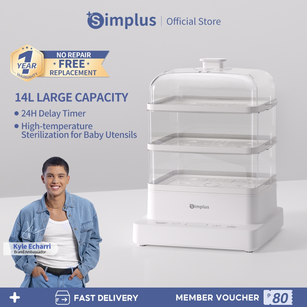 Simplus Electric Food Steamer Multifunction Smart Timer (3 Layers 1200W ...