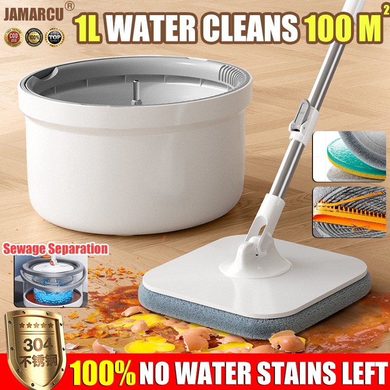 Spin Mop Sewage Separation Mop With Spinner and Bucket Hands-free Washing Wet/Dry Clean Self ...