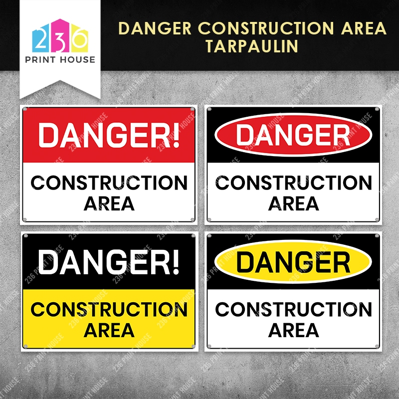 DANGER CONSTRUTION AREA Tarpaulin Banner • FREE Eyelets • Construction ...
