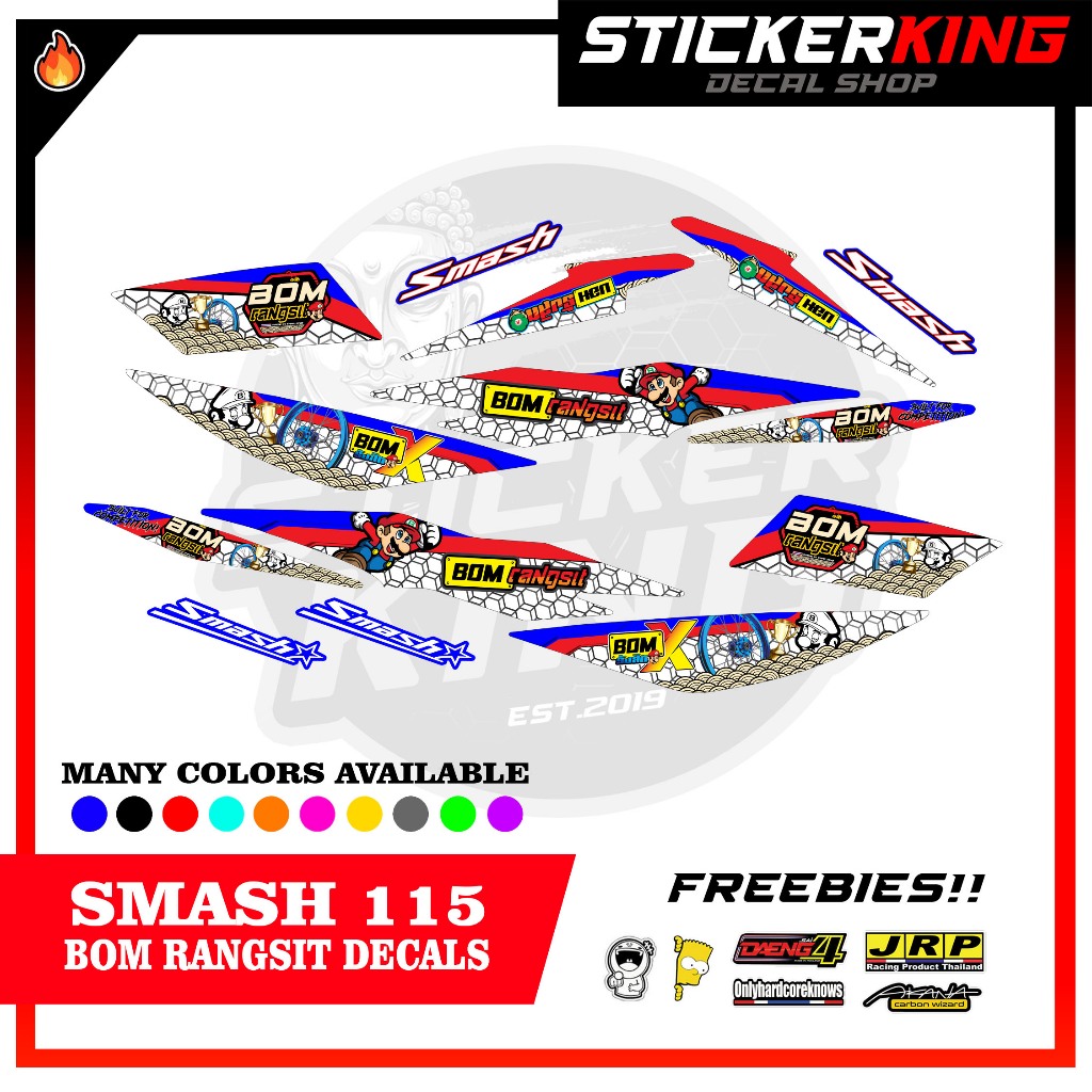 SMASH 115 BOM RANGSIT THAILAND DECALS WITH FREEBIES WATEPROOF LAMINATED ...