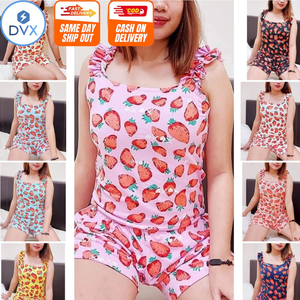 COD DVX S-M Ruffles Terno Sleeveless Shorts Sando Damit Pambahay ...